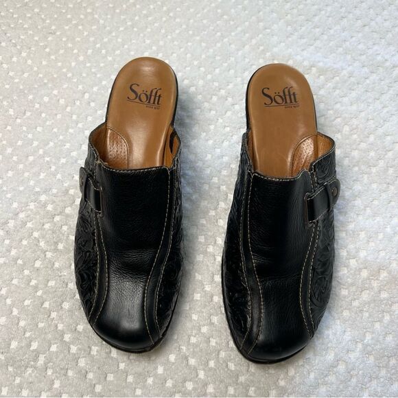 Sofft | Shoes | Sofftblack Tooled Leather Mules | Poshmark